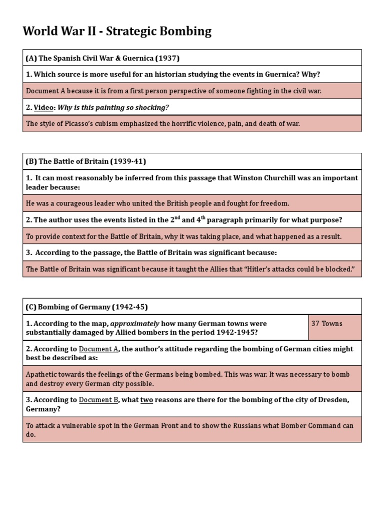 Strategic Bombing Exploration - Worksheet S'22 | PDF | Atomic Bombings ...