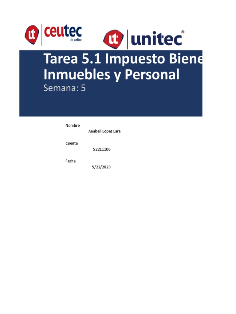 S5 - Archivo para Tarea 5.1 - Ejercicios de Cálculo de Impuesto de Bienes Inmuebles e Impuesto ...