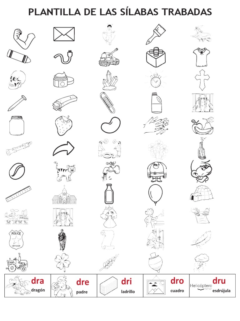 Dibujos de Silabas Trabadas Fitman | PDF