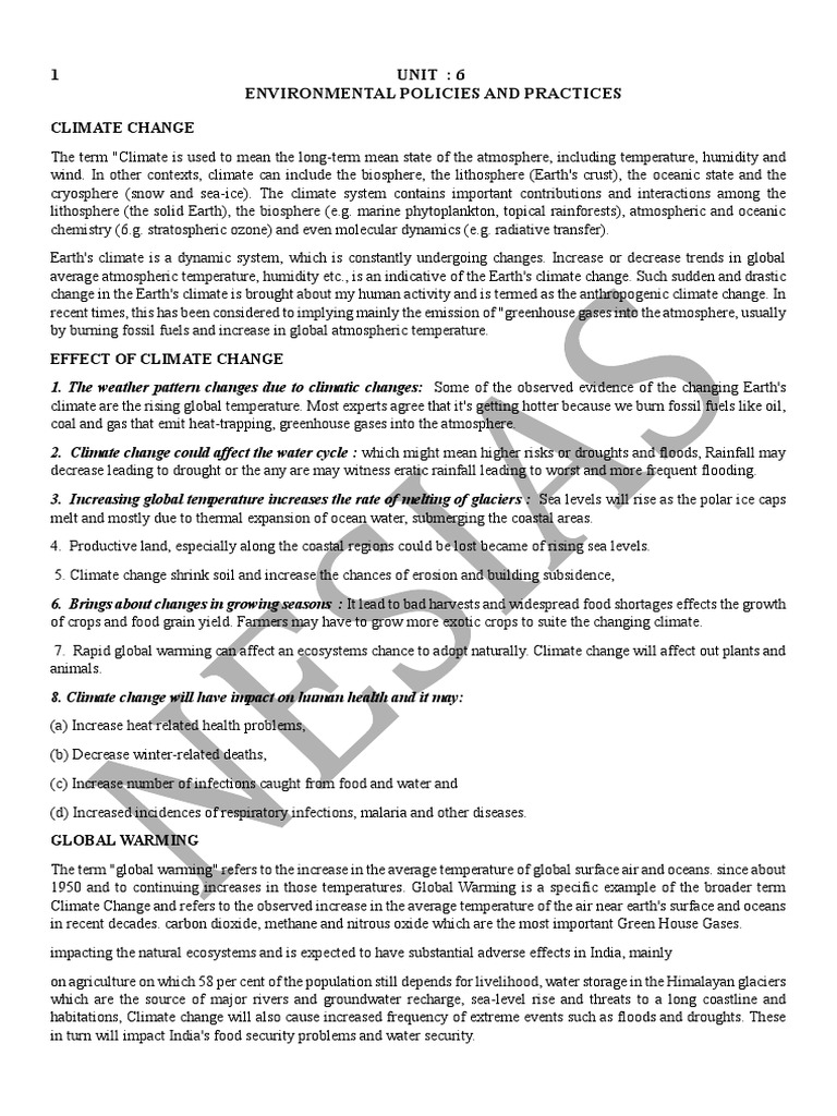 1 Unit: 6 Environmental Policies and Practices | Download Free PDF ...