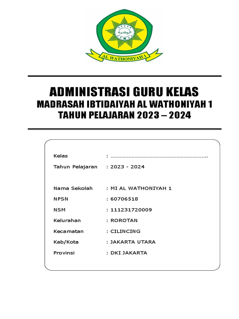 Aadministrasi Kelas Terbaru Mi Aw 1 JTP 2023-2024 | PDF