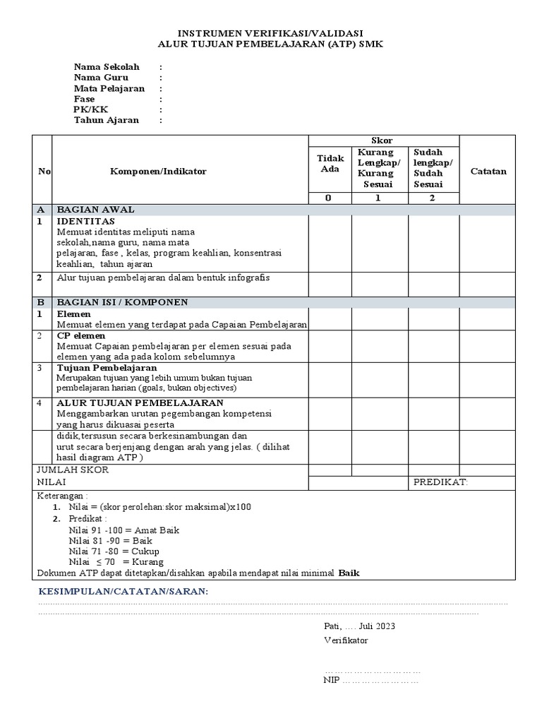 Instrumen Verifikasi Ma & Atp Kosp | PDF