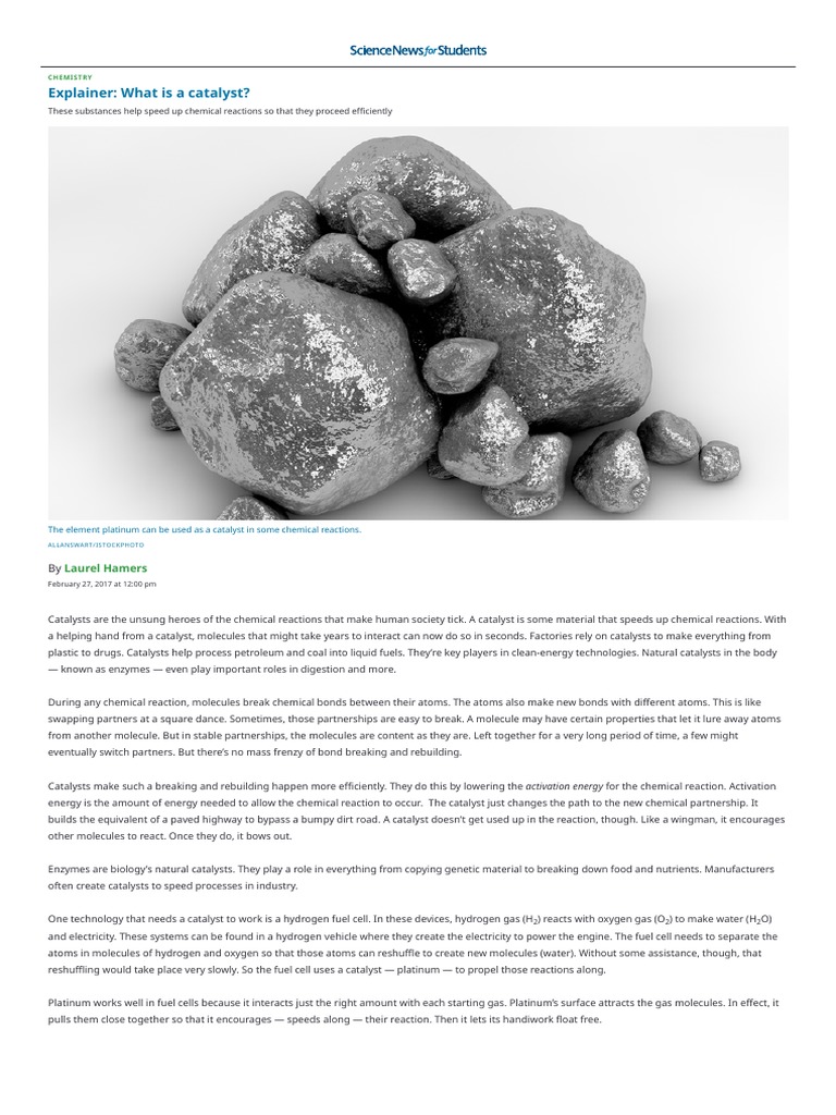 Understanding Catalysts in Chemistry | PDF | Catalysis | Chemical Reactions