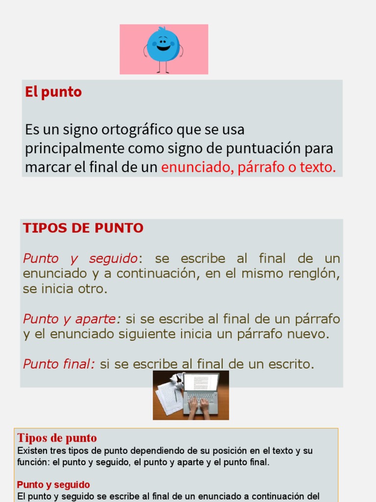 Tipos y usos del punto en escritura | PDF | Puntuación | Mecánica del ...