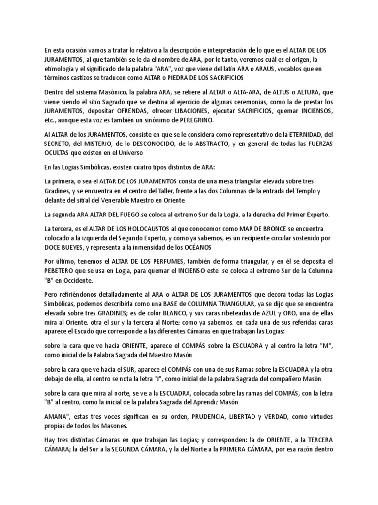 Significado del ARA en la Masonería | PDF | Altar | Masonería
