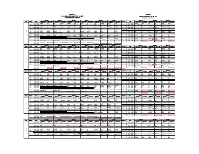 Cek Bentrok Time Table ES JHS 23-24 Fix BGT | PDF