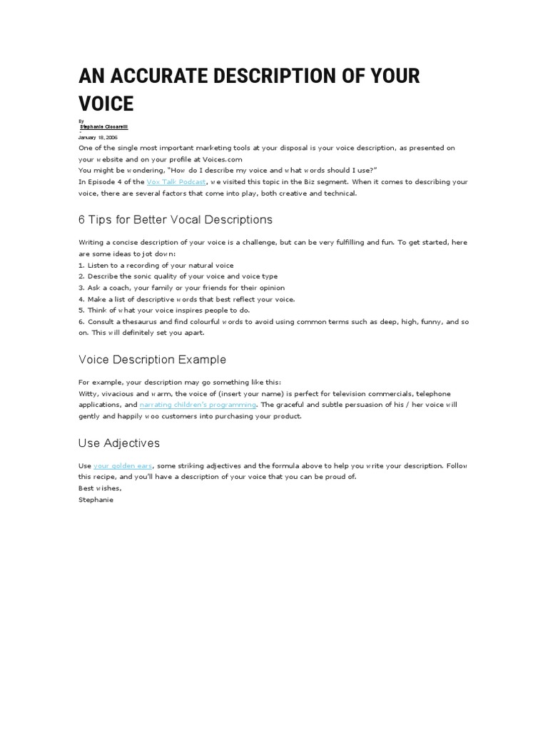 An Accurate Description of Your Voice | PDF