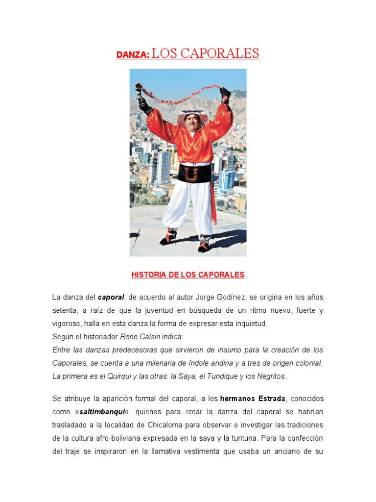 Historia De Los Caporales Pdf Bailes Bolivia