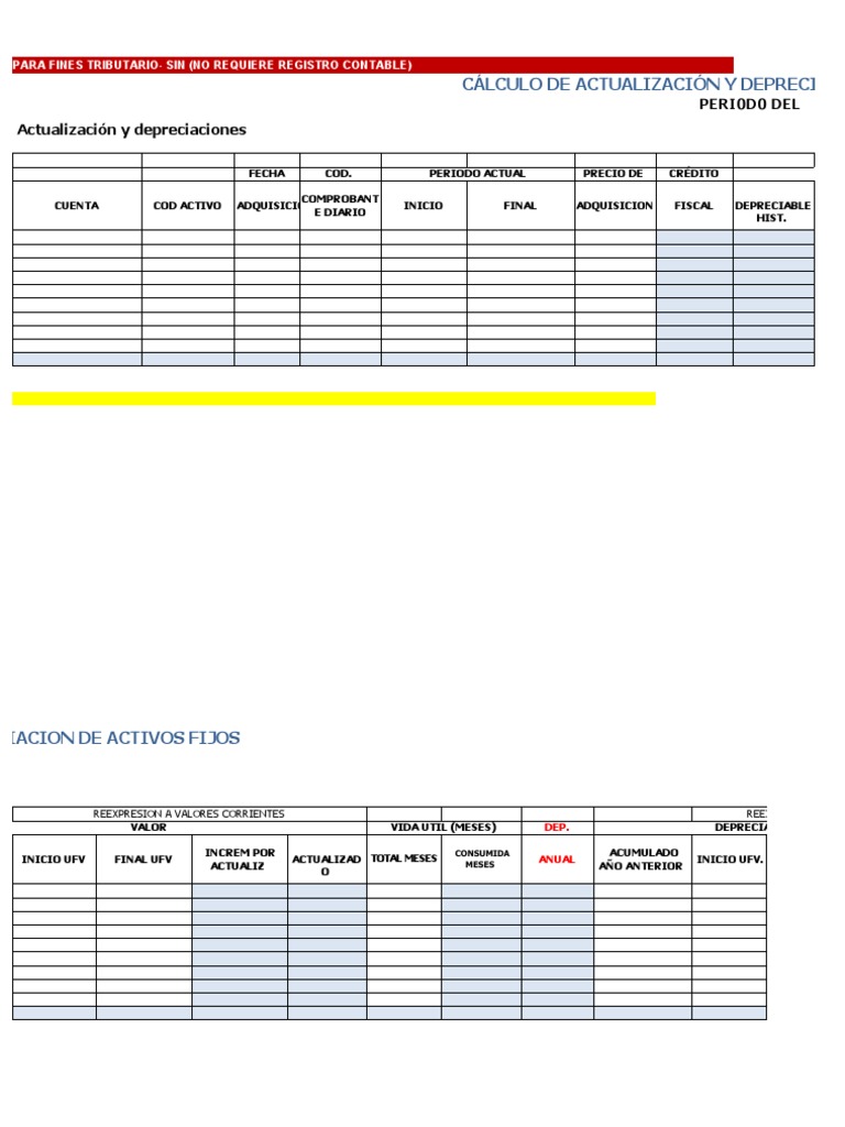 Formato de Actualizacion y Depreciacion de Af (Para Imprimir ...