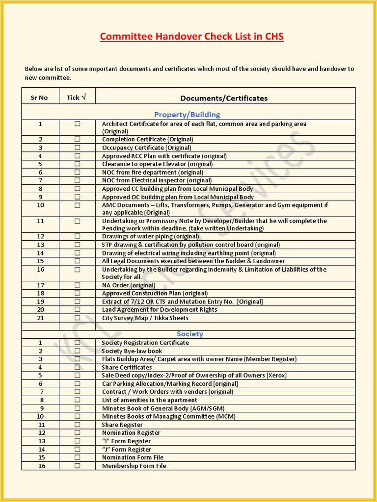 Committee Handover Documents & Checklist-1 | PDF | Cheque