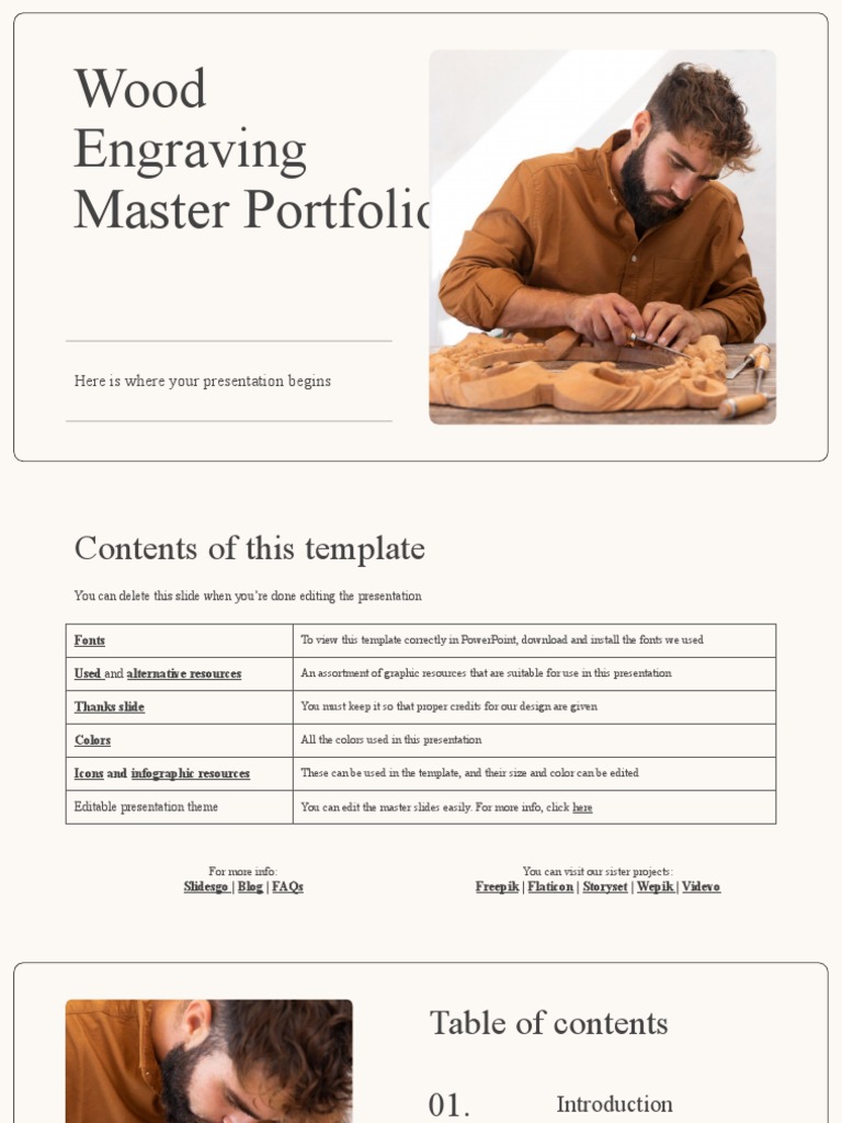 Wood Engraving Master Portfolio by Slidesgo | PDF | Icon (Computing ...