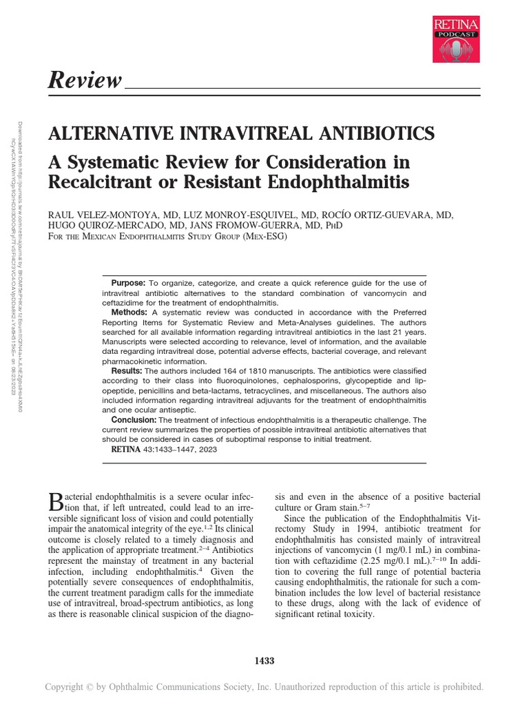 Alternative Intravitreal Antibiotics A Systematic.2 | PDF ...