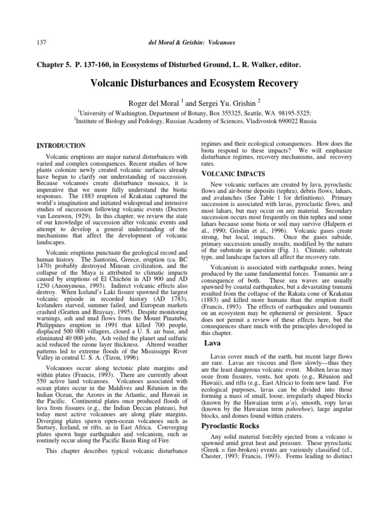 Volcanic Disturbances and Ecosystem Recovery | PDF | Volcano | Lava