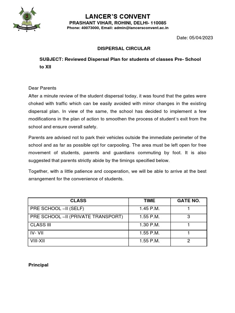 New Dispersal Schedule | PDF