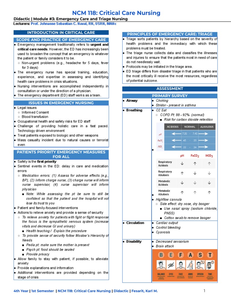 M3 - Didactic - NCM 118 | PDF | Injury | Emergency Department