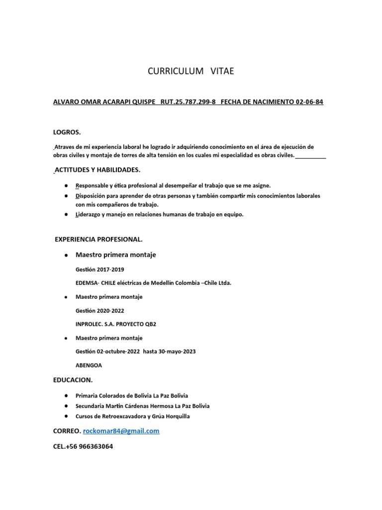 Curriculum Vitae Omar | PDF
