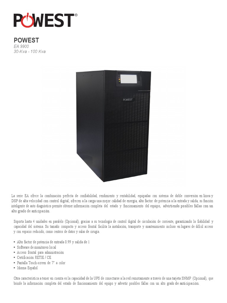 Copia de Powest Ea 9900 30-100 Kva | PDF | Ingeniería de confiabilidad ...