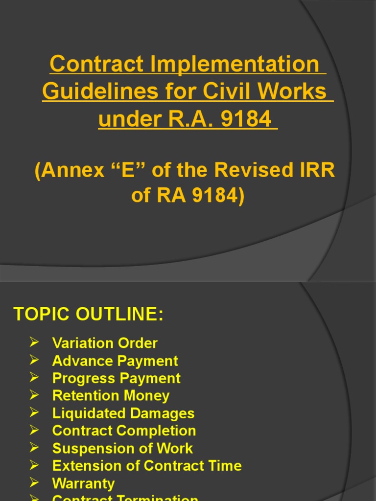 Contract Implementation Under RA 9184 | Download Free PDF | Liquidated ...