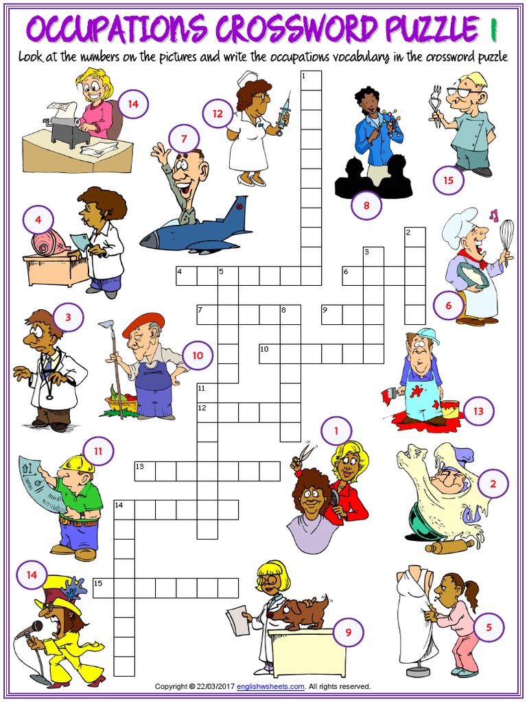 Occupations Vocabulary Crossword Puzzle-1-2 | PDF