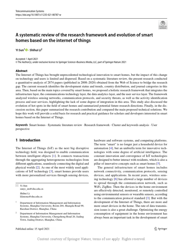 Smart Homes: IoT Research Framework Review | PDF | Internet Of Things ...