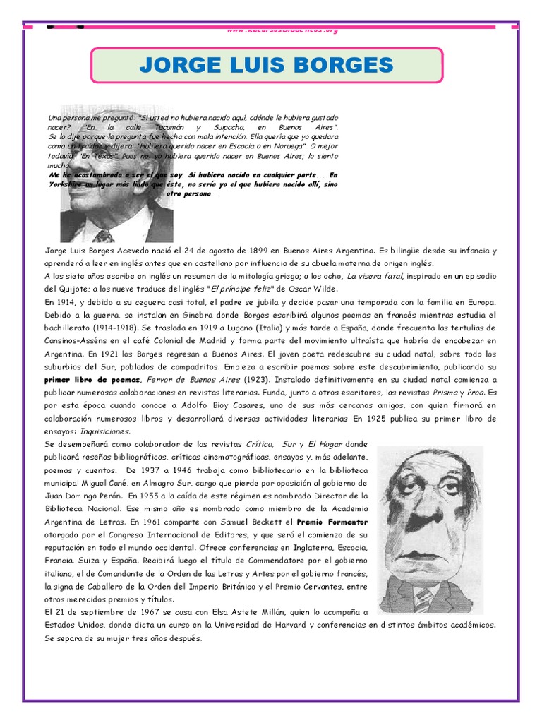 Biografía de Jorge Luis Borges | PDF