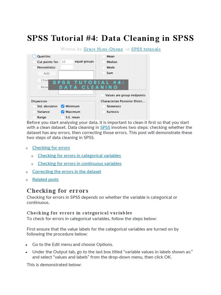 Data Cleaning In Spss Pdf 