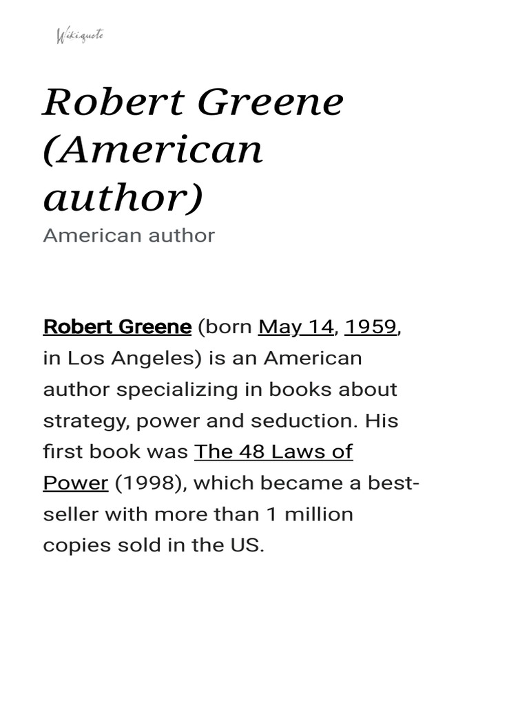 Robert Greene (American Author) - Wikiquote | PDF | Thought | Mind