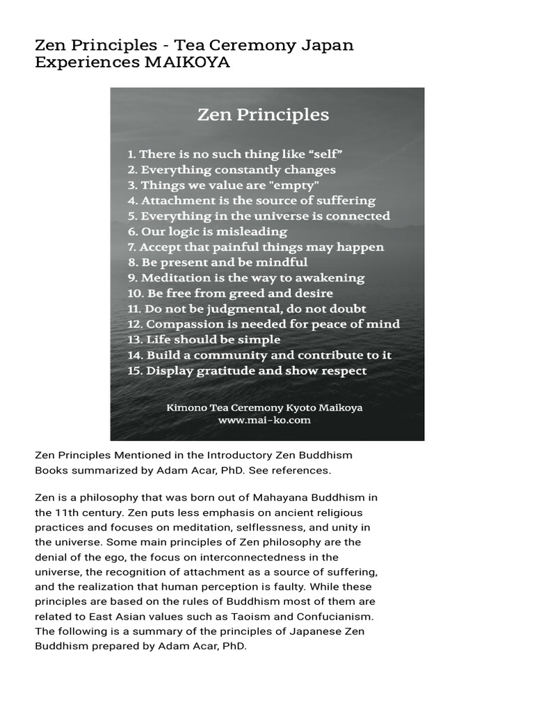 Zen Principles - Tea Ceremony Japan Experiences MAIKOYA | PDF | Śūnyatā ...