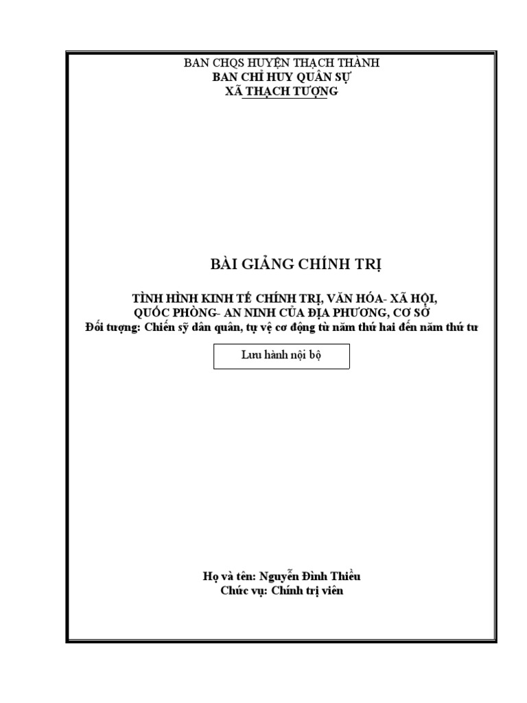 BÀI THI TÌNH HÌNH KT,VH,XH, QP,AN Ở ĐỊA PHƯƠNG CƠ SỞ 2023 | PDF