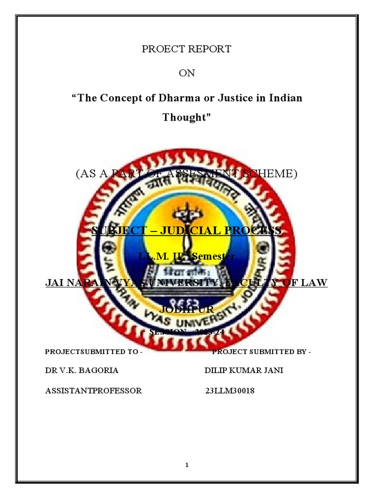 LLM 2ND Sem Project Judicial Process Dilip | PDF | Dharma | Justice