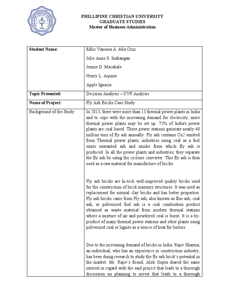 Group 2 Financial Brick Case Study | PDF | Prices | Fly Ash