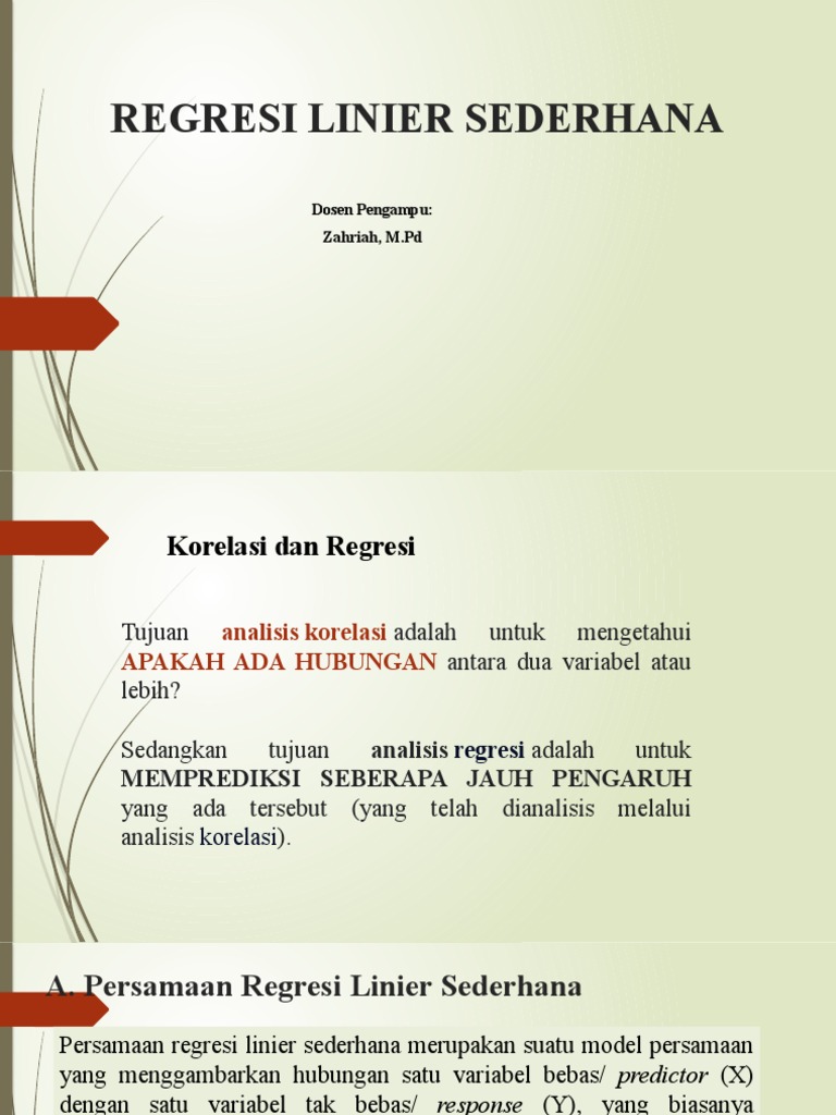 Regresi Linier Sederhana | PDF