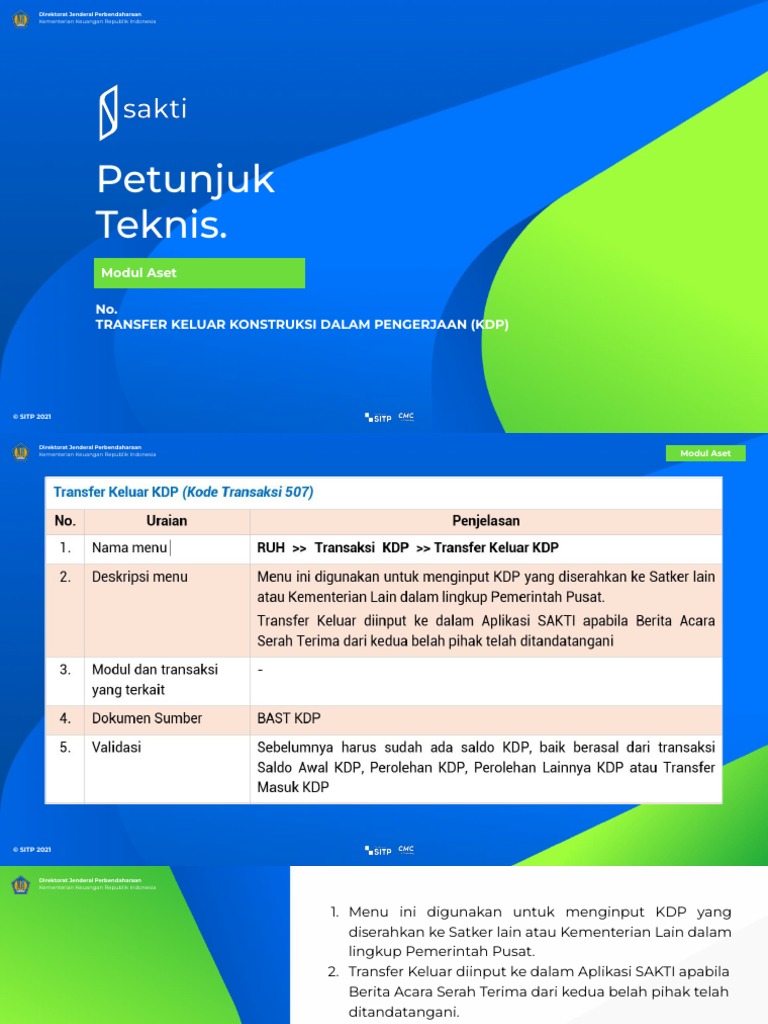 Juknis SAKTI 2021 Transfer Keluar KDP | PDF