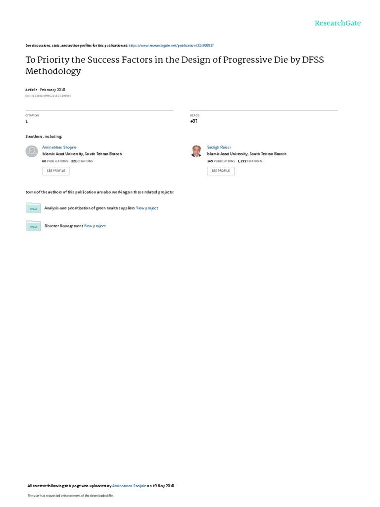 Study and Priority The Designing Stages of Progressive Die by DFSS ...