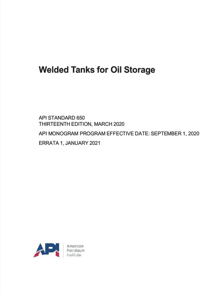 API 650 Welded Tanks For Oil Storage | PDF | Petroleum | Petroleum Industry