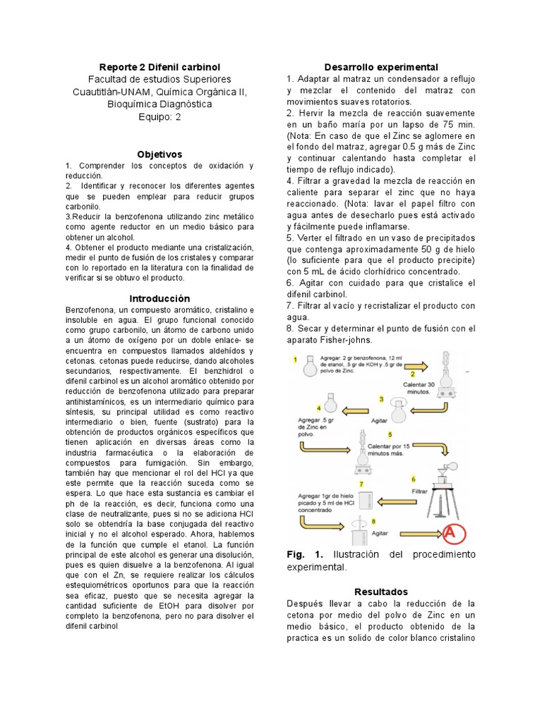 Reporte 2 Difenil | PDF | Reacciones químicas | Redox