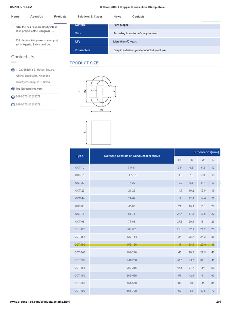 C Clamp - CCT Copper Connection Clamp-Balic | PDF | Physical Sciences ...
