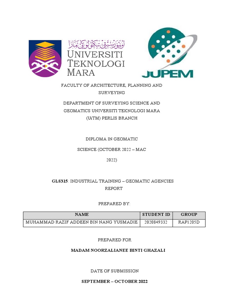 Indusrial Training JUPEM Aug-Sep 2022 | PDF