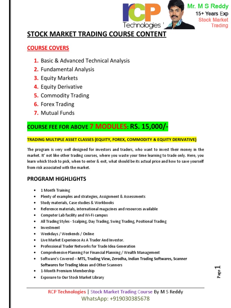 Comprehensive Stock Market Trading Course | PDF | Futures Contract | Option (Finance)