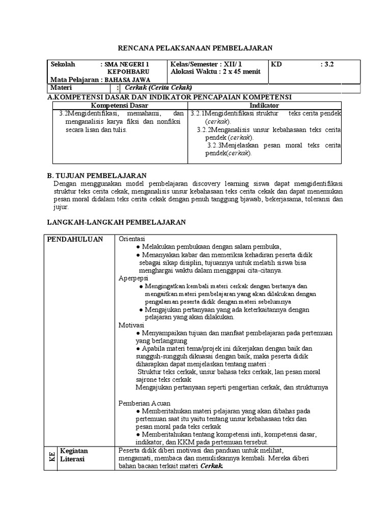 Pembelajaran Cerkak Kelas XII | PDF | Karier & Perkembangan | Pengembangan Diri