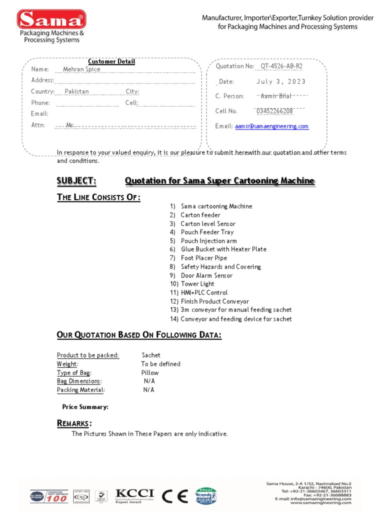 Sama Super Cartooning Machine (R2) | PDF | Procurement | Packaging And ...