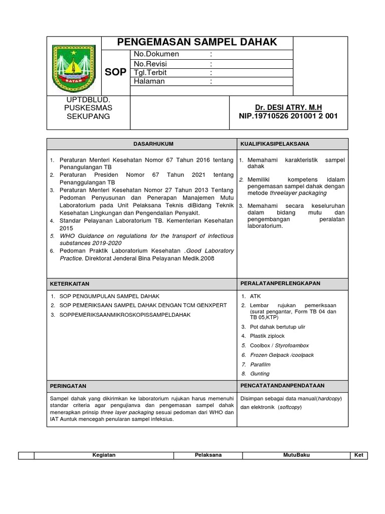 Sop Pengemasan Sampel PDF | PDF