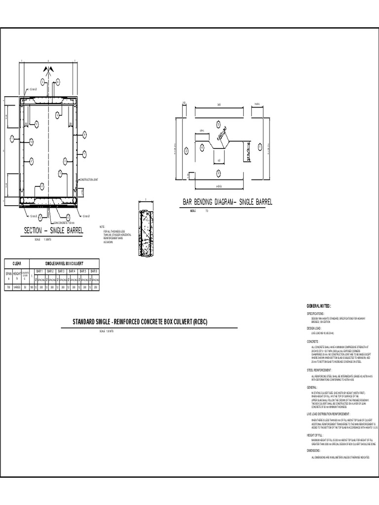 Standard Single - Reinforced Concrete Box Culvert (RCBC) | PDF