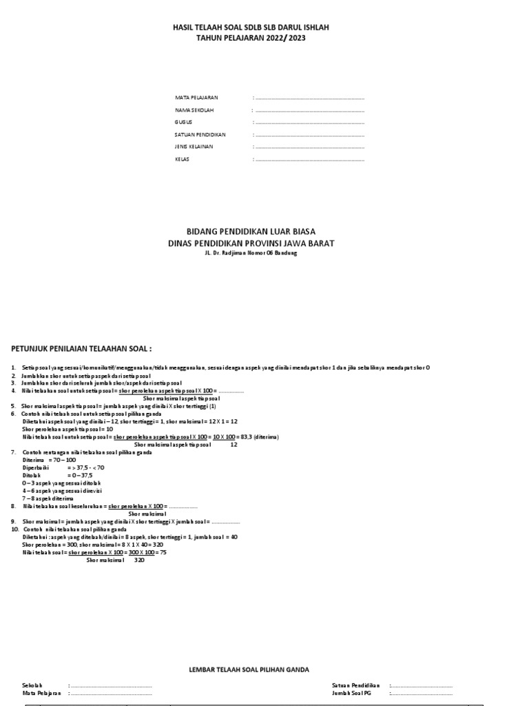 Hasil Telaah Soal | PDF