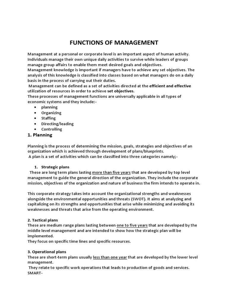 Functions of Management | PDF | Leadership | Motivational