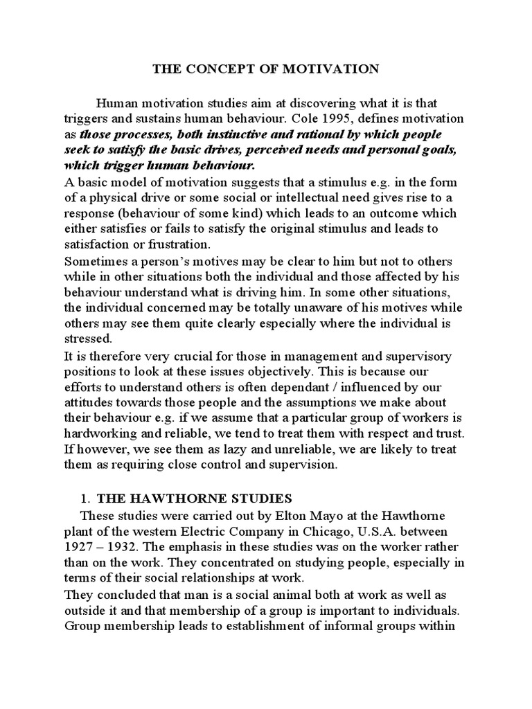 The Concept of Motivation | PDF | Motivation | Motivational