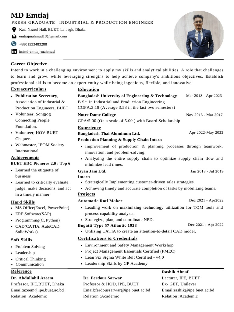 MD Emtiaj Resume | PDF | Business | Systems Science