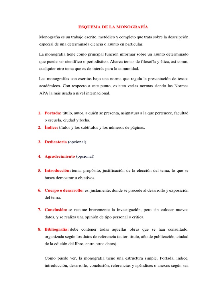 Esquema de La Monografía | PDF