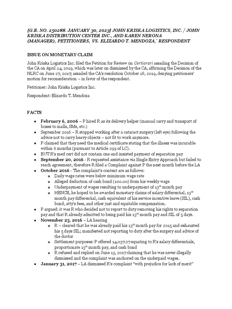 Labor Cases 2023 | Download Free PDF | Employment | Salary