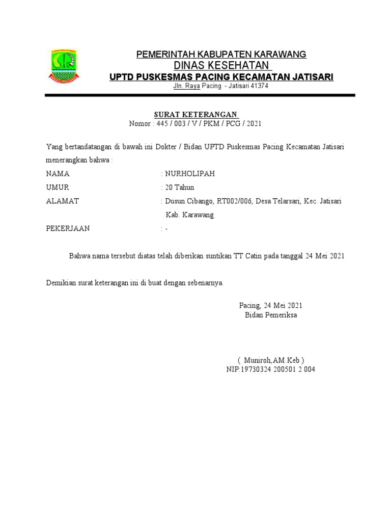Surat Keterangan Catin | PDF